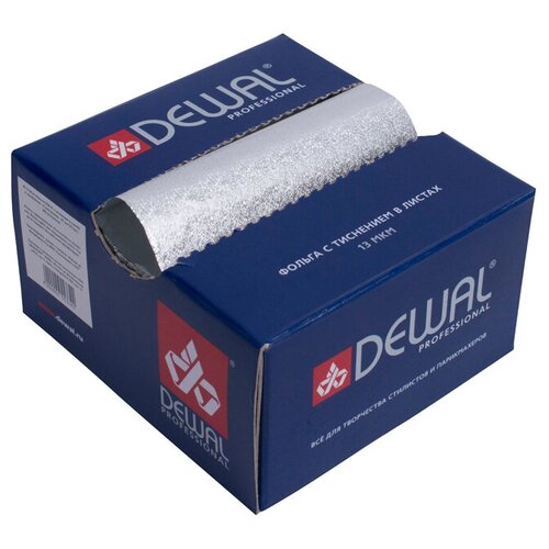 02-13 silver Dewal Фольга парикмахерская с тиснением в коробке 127 х 279 мм, 13 мкм (500 листов) DEWAL 02-13 silver