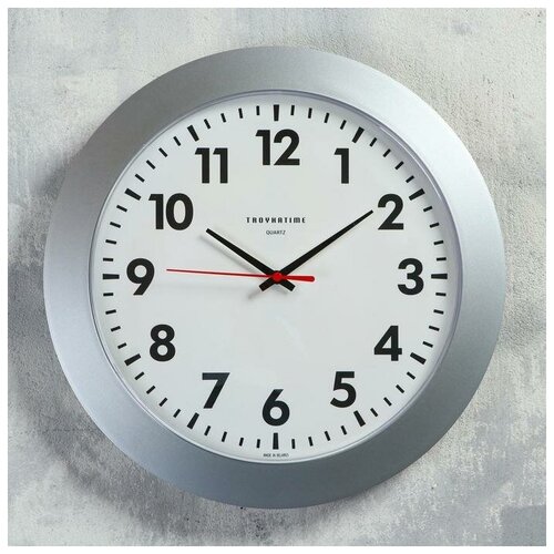 Часы настенные, серия: Классика, d=30 см, белый обод под серебро