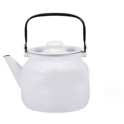 Чайник эмалированный без рисунка, 3,5 л (белый)