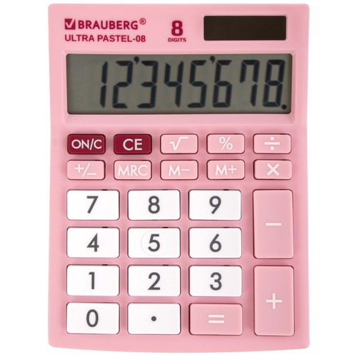 Калькулятор настольный BRAUBERG ULTRA PASTEL-08, розовый, 4 шт.