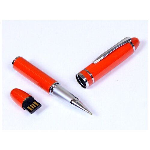 Флешка в виде ручки с мини чипом (32 Гб / GB USB 2.0 Оранжевый/Orange 370 для именной гравировки оригинальный подарок на выпускной)
