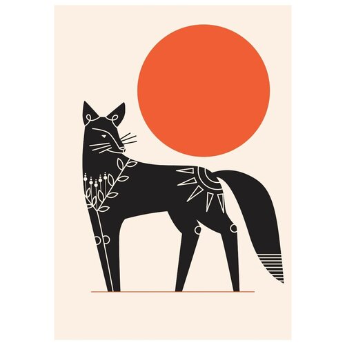 Плакат, постер на холсте скандинавский стиль-грациозная лисица. Размер 42 х 60 см
