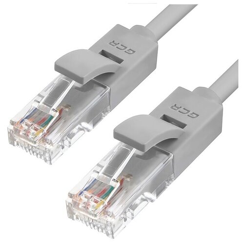 Кабель LAN для подключения интернета GCR cat5e RJ45 UTP 40м патч-корд patch cord шнур провод для роутер smart TV ПК серый литой