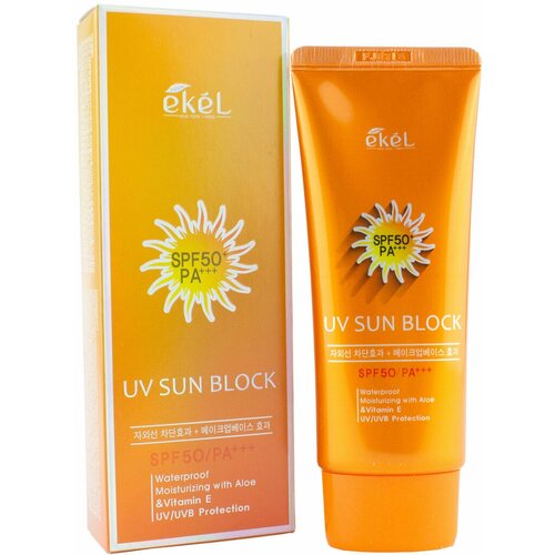 Ekel UV Sun Block Солнцезащитный крем Waterproof Aloe & Vitamin E SPF50/PA+++ 70мл