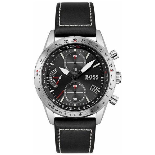 Наручные часы BOSS Pilot Edition, черный, серебряный