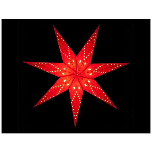 Подвесная звезда-плафон рождественская звезда бумажная, красная, 10 LED ламп, 70 см, батарейки, SNOWMEN
