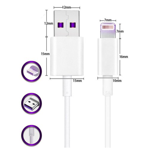 Кабель USB - Lightning Milliant для iPhone iPad iPod c функцией зарядки Power Delivery / Data кабель для iMac и МакБук универсальный 2.1A ( Белый )