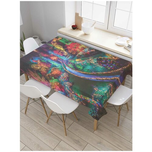 Скатерть прямоугольная JoyArty на кухонный стол "Мостик через ночной сад" из оксфорда, 180x145 см