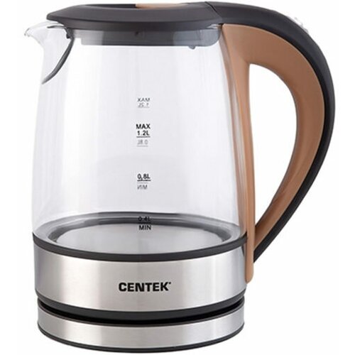 Чайник CENTEK CT-0047, silver/brown