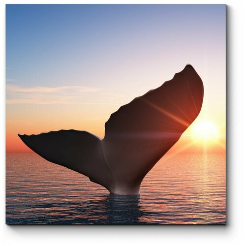 Модульная картина Силуэт кита на закате 90x90