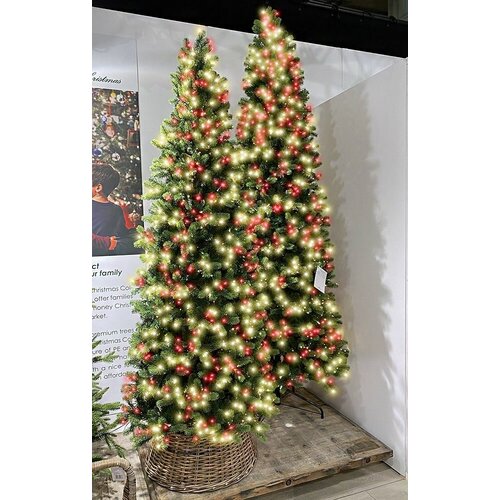 Искусственная ель джорджия стройная (литая хвоя PE+PVC), зелёная, 2000 красных/тёплых белых LED-огней, 2,28 м, A Perfect Christmas 31GEOR228DL