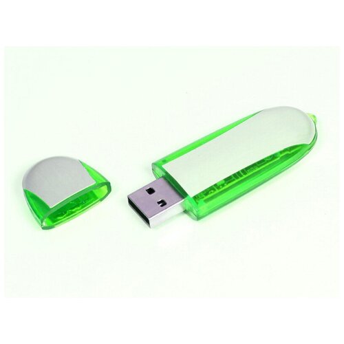 Овальная флешка для нанесения логотипа (32 Гб / GB USB 3.0 Зеленый/Green 017 Пластиковая Speed PL124)