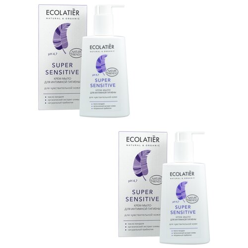 ECOLATIER Набор крем-мыло для интимной гигиены Super Sensitive, банка, 250 мл