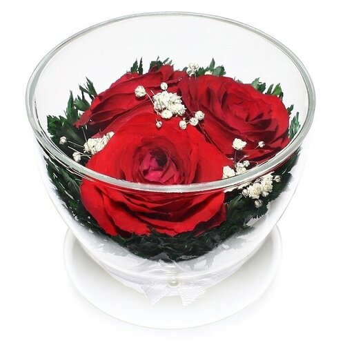 Цветы в стекле: Композиция из красных роз