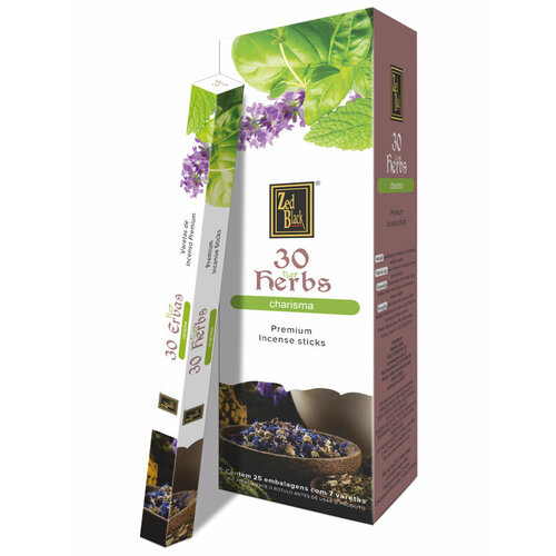 30 HERBS Premium Incense Sticks, Zed Black (30 трав премиум благовония палочки, Зед Блэк), уп. 8 палочек.