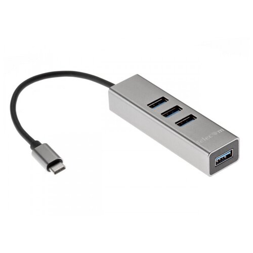 Переходник Telecom USB 3.1 Type-C -->4 USB3.0, Aluminum Shell, 0.2м