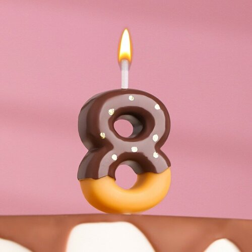 Свеча в торт "Шоколадная глазурь", цифра "8", 7 см