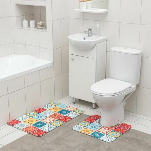 Набор ковриков для ванной и туалета "Мозаика", 2 шт, 50x80 см, 40x50 см