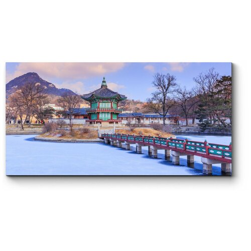Модульная картина Кёнбоккун тихим зимним днем, Сеул 50x25