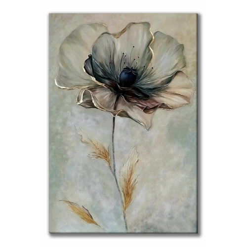 Картина для интерьера на холсте "Нежный цветок маслом" 40х60, холст натянут на подрамник