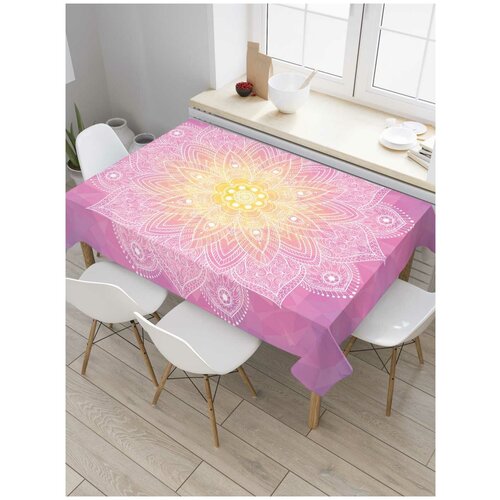 Скатерть прямоугольная JoyArty на кухонный стол "Узор с солнечной вспышкой" из оксфорда, 120x145 см
