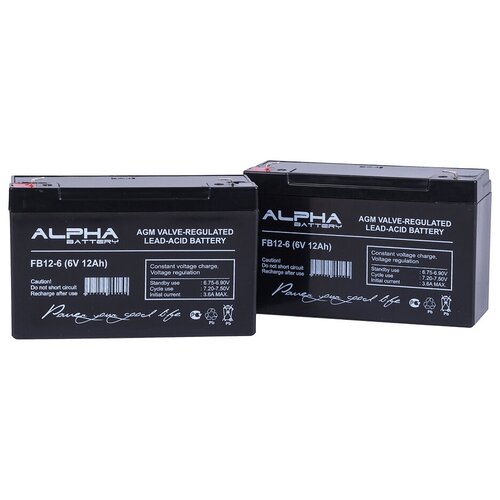 Свинцово-кислотный аккумулятор ALPHA BATTERY FB 12-6 (6 В, 12 Ач) (2 штуки)