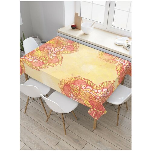 Скатерть прямоугольная JoyArty на кухонный стол "Открытка с цветочным орнаментом" из оксфорда, 120x145 см
