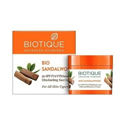 Солнцезащитный успокаивающий крем для лица с Сандалом SPF 50 (Bio Sandalwood) Biotique, 50 г