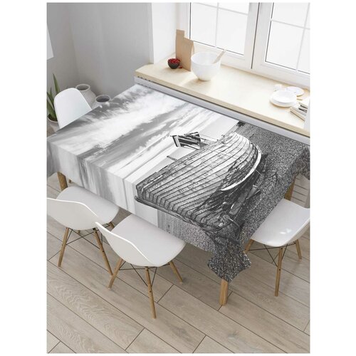 Скатерть прямоугольная JoyArty на кухонный стол "Старая лодка" из оксфорда, 120x145 см