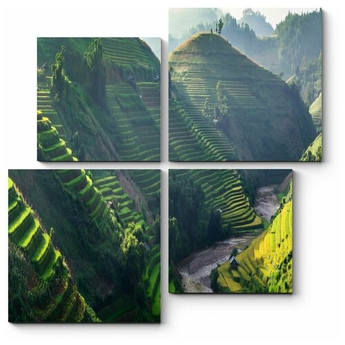 Модульная картина Вьетнамские рисовые поля в горах 140x140