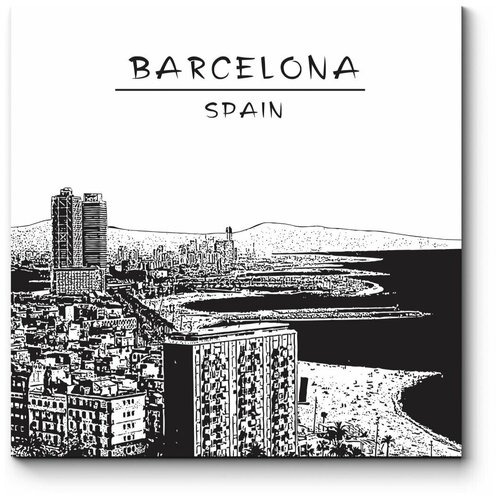 Модульная картина Черно-белая Барселона100x100