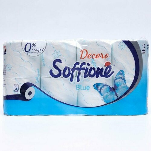 Туалетная бумага Soffione Decoro Blue, 2 слоя, 8 рулонов (комплект из 4 шт)