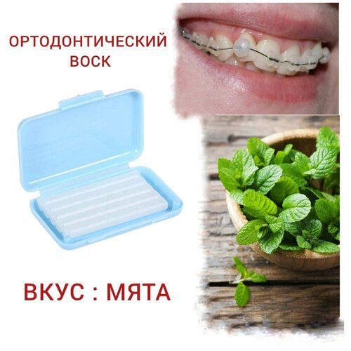 Incidental, стоматологический ортодонтический воск для брекетов и зубов,1 уп : в полосках 5 шт с контейнером. Вкус : Mint-Мята.