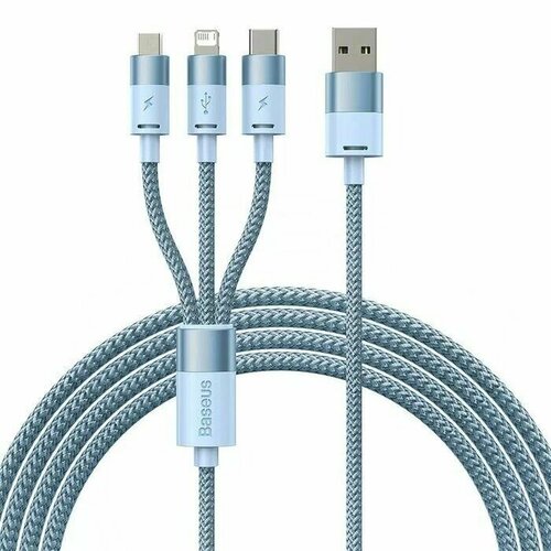 USB-кабель 3 в 1 Baseus StarSpeed Series, USB-C + Micro + Lightning 3,5A, 1,2 м (голубой )