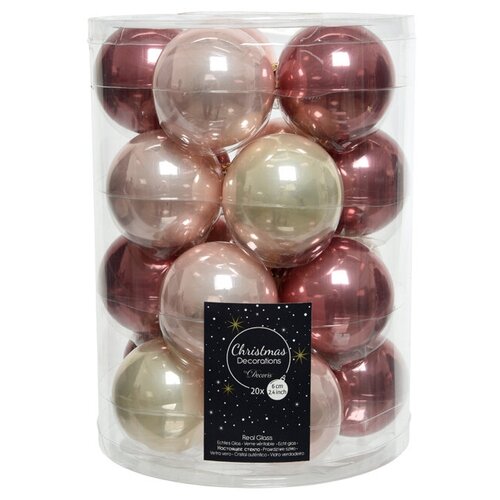 Kaemingk Коллекция стеклянных шаров Розовые Облака 6 см, 20 шт 9142228