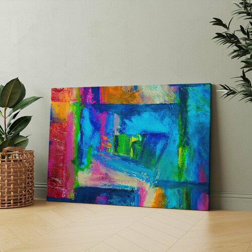 Картина на холсте (абстрактные маслом акрилом мазки разноцветные живопись дома в стиле) 30x40 см/для интерьера/в комнату/на стену/в подарок