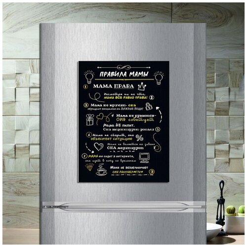Магнит табличка на холодильник (20 см х 15 см) Правила мамы Сувенирный магнит Подарок для мамы Декор интерьера №7