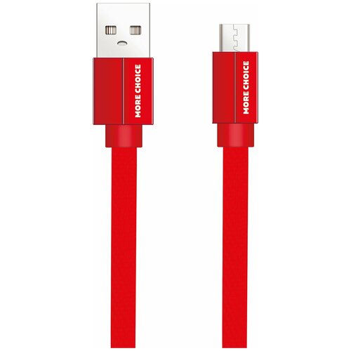 Дата-кабель USB 2.1A для micro плоский USB More choice K20m нейлон 1м Red