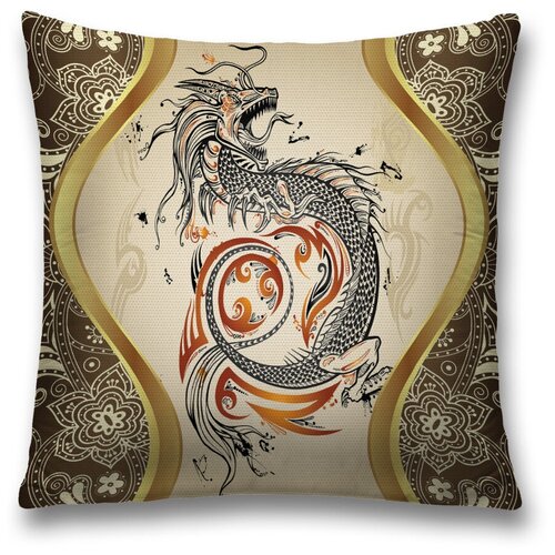 Наволочка декоративная на молнии, чехол на подушку JoyArty "Миф о драконе" 45х45 см