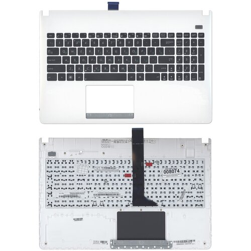 Клавиатура для ноутбука Asus 0KNB0-6124RU00, черная с белым топкейсом