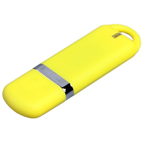 Классическая флешка soft-touch с закругленными краями (128 Гб / GB USB 3.0 Желтый/Yellow 005 Flash drive от оптового интернет магазина)