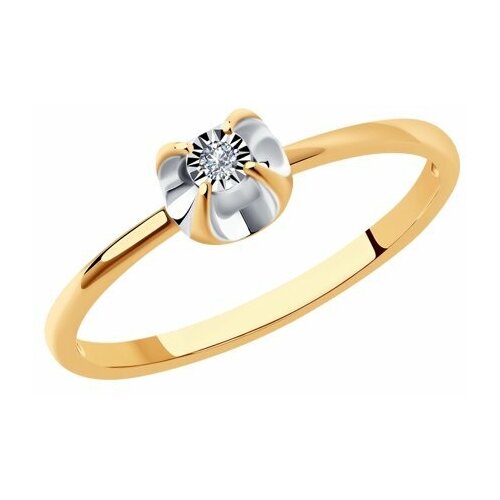 Кольцо Diamant online, золото, 585 проба, бриллиант, размер 17, бесцветный