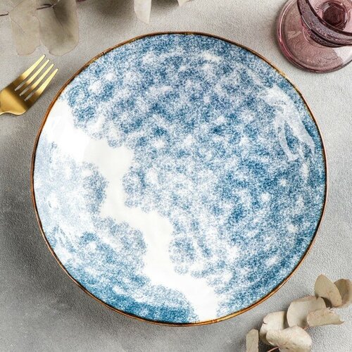 Тарелка керамическая обеденная «Море», 400 мл, d=25,5 см, цвет синий