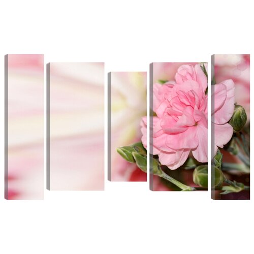 Модульная картина "Цветы. Camellia Closeup Pink". В спальню, гостиную, зал. PR-1349 (118x70см). Натуральный холст