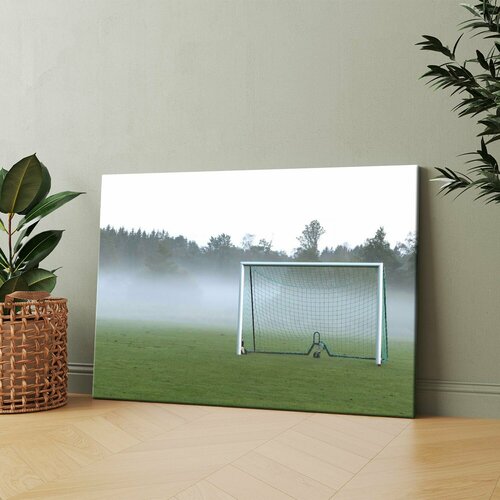Картина на холсте (Футбольные ворота в тумане) 20x30 см. Интерьерная, на стену.
