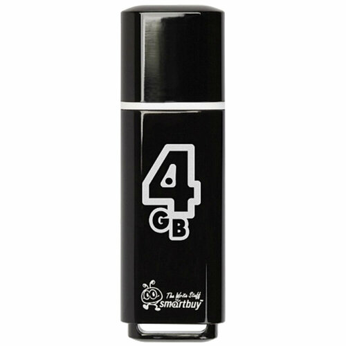 Флеш-диск 4 GB, SMARTBUY Glossy, USB 2.0, черный, SB4GBGS-K упаковка 3 шт.