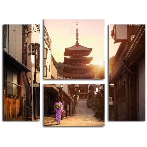 Модульная картина Японка в кимоно 74х52 см