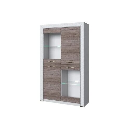 Шкаф-витрина Оливия Anrex Olivia 2V2D, вудлайн крем/дуб анкона