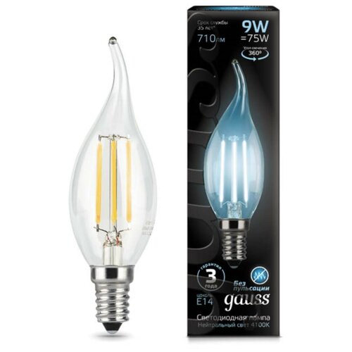 Лампа светодиодная gauss 104801209, E14, CA35, 9 Вт, 4100 К