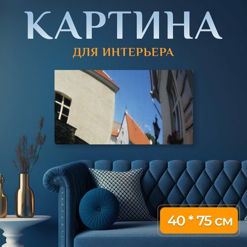 Картина на холсте "Таллин, отражение, город" на подрамнике 75х40 см. для интерьера